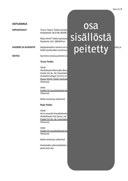 Osituskirja malli | Malliasiakirjat.fi